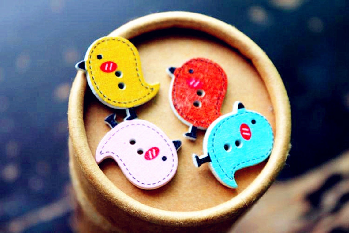 Colorful Bird Buttons Painted Sparrow Buttons Sewing Button | Etsy