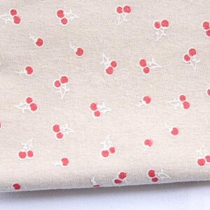 Red Cherry Fabric Nature Cotton Linen Fabric Shabby Chic Fabric Pillow ...