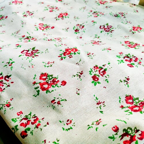 Rose Flower Fabric Linen Cotton Fabric Pink Rose Floral Fabric - Etsy