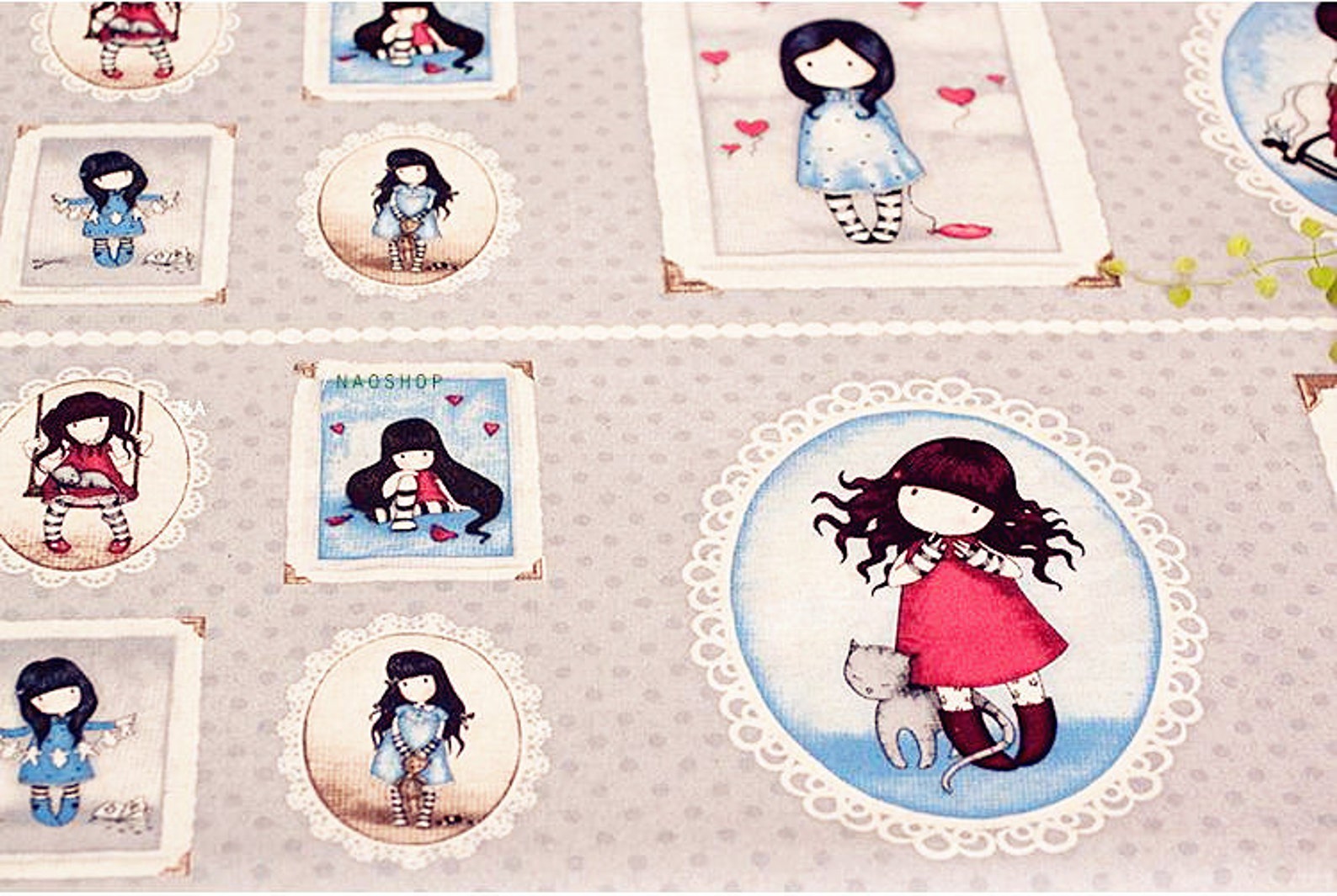 Cotton Linen Fabric Cartoon Illustration Cute Girls Fabric for - Etsy
