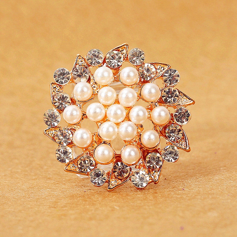 6pcs Rhinestone Pearl Buttons Brooch 32mm Crystal Flatback - Etsy