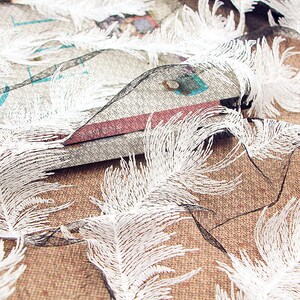 Feather Lace Fabric Black White Feathers Embroidered Lace Wedding ...