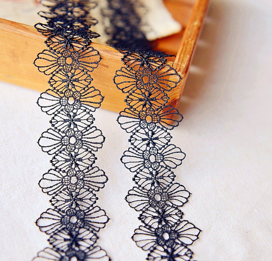 1 Yard Black Lace Trim Large Flower Lace Trim 4cm White Lace Trim ...