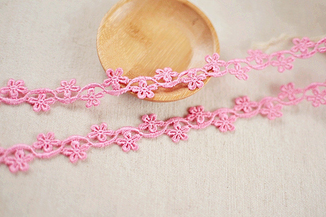 2yards Flower Trim Cotton Lace Trim 1.5cm Embroidered Pink - Etsy