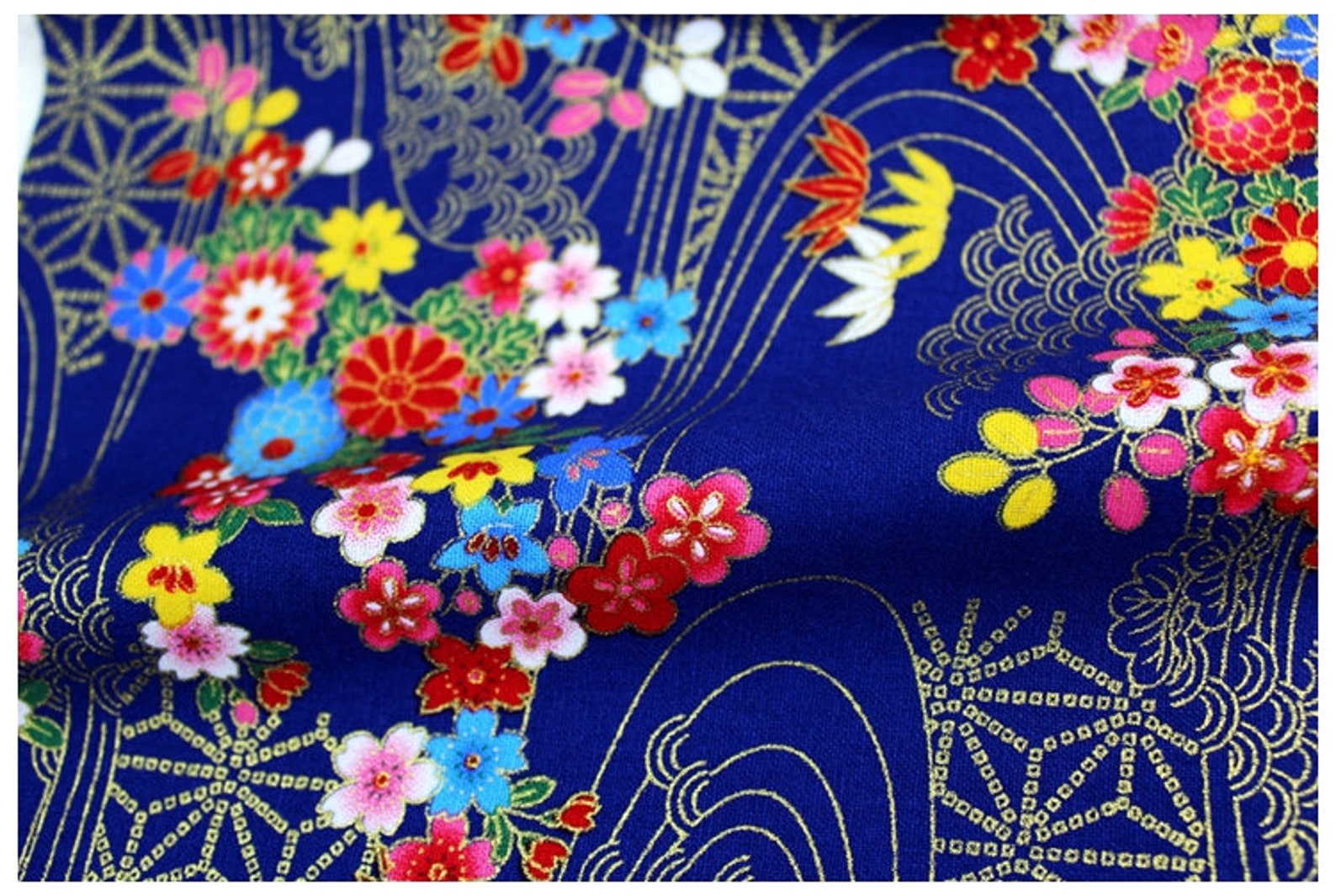 Sakura Floral Cotton Fabric Japanese Kimono Fabric Sakura - Etsy
