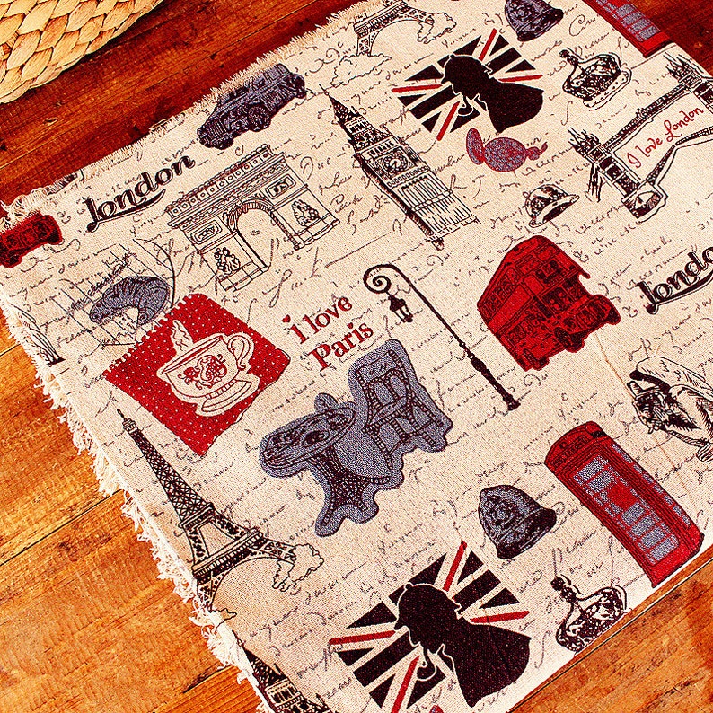 Cotton Linen Fabric Vintage British London Style Home Decor Curtain ...