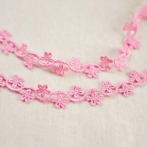 2yards Flower Trim Cotton Lace Trim 1.5cm Embroidered Pink Floral Trim ...