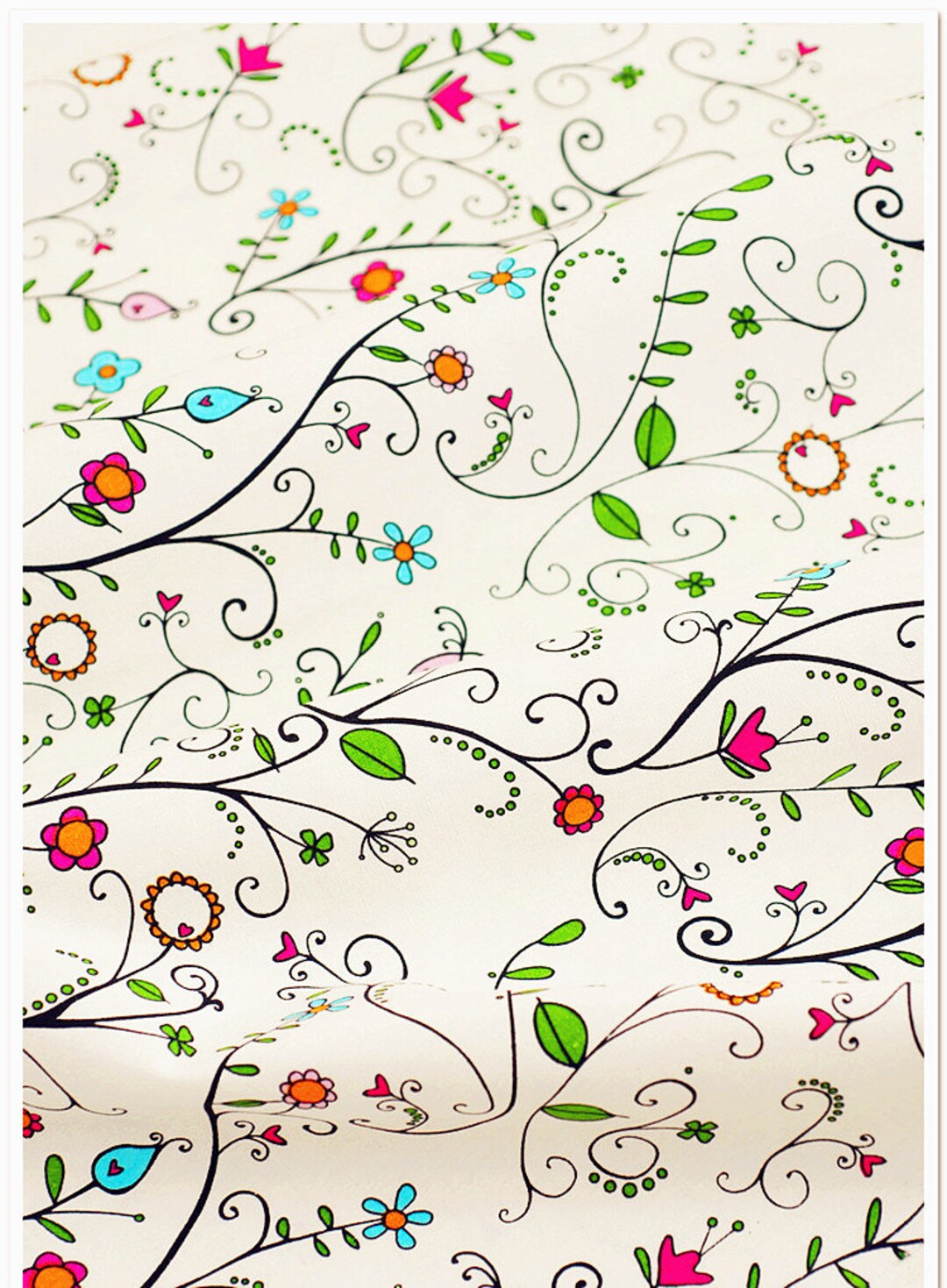 Spring Flower Garden Flower Cotton Linen Fabric Shabby Chic Floral ...