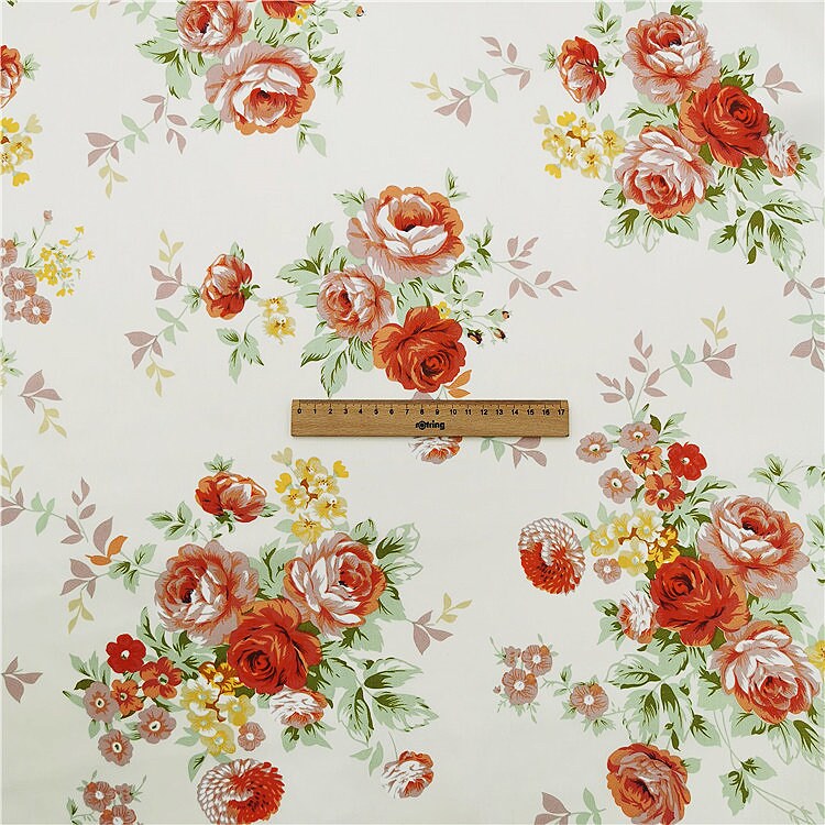 Large Flower Cotton Fabric, Rose Florals Cotton Fabric Peony Fabric ...