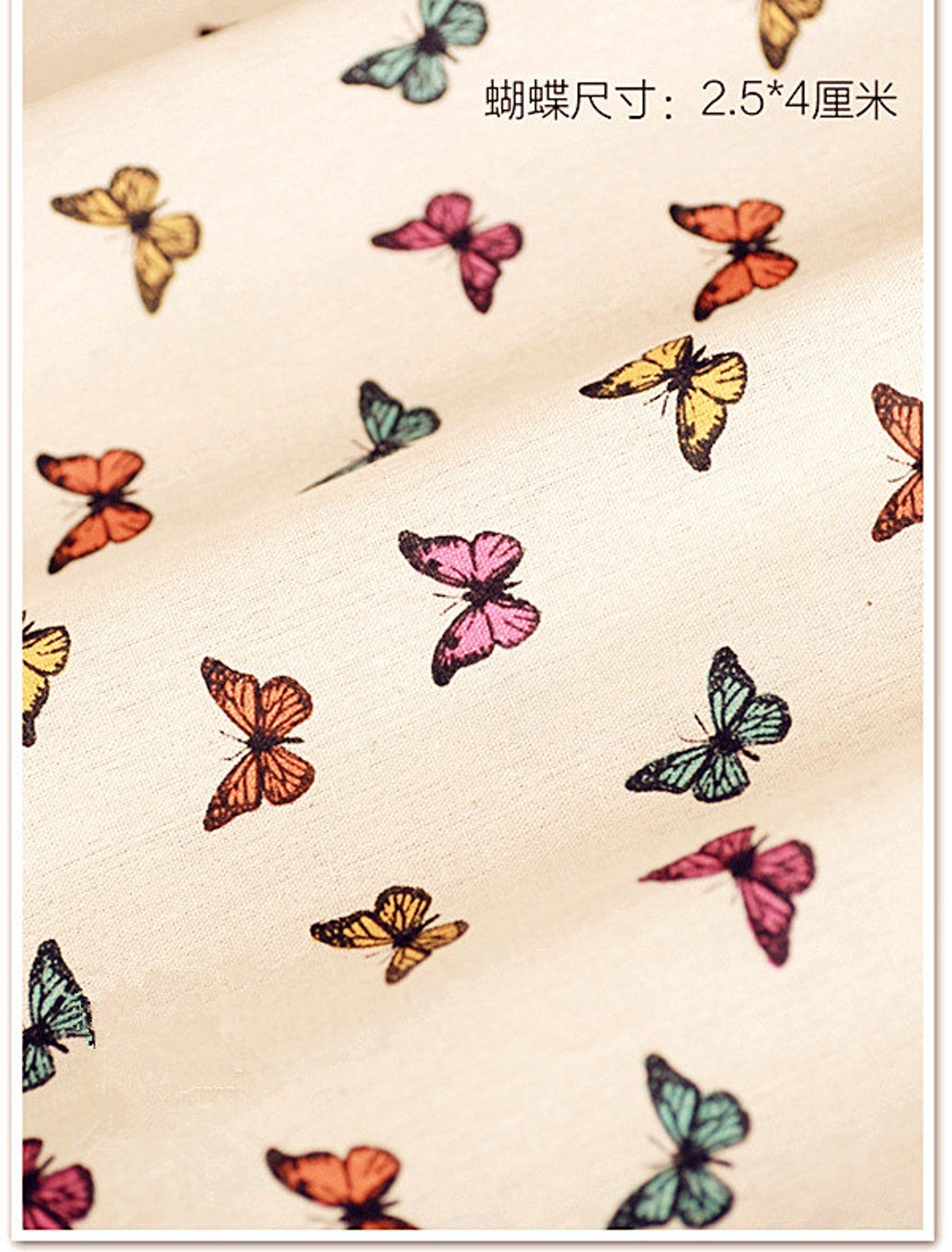 Butterflies Fabric Linen Cotton Fabric Colorful Butterfly | Etsy