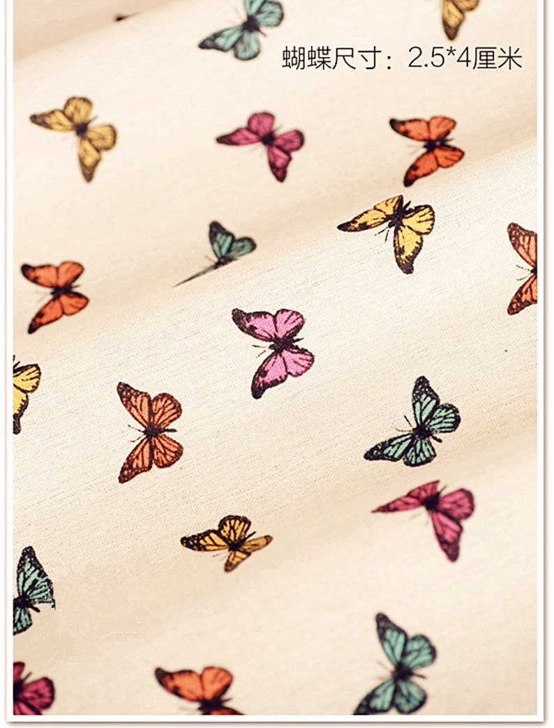 Butterflies Fabric Linen Cotton Fabric Colorful Butterfly - Etsy UK