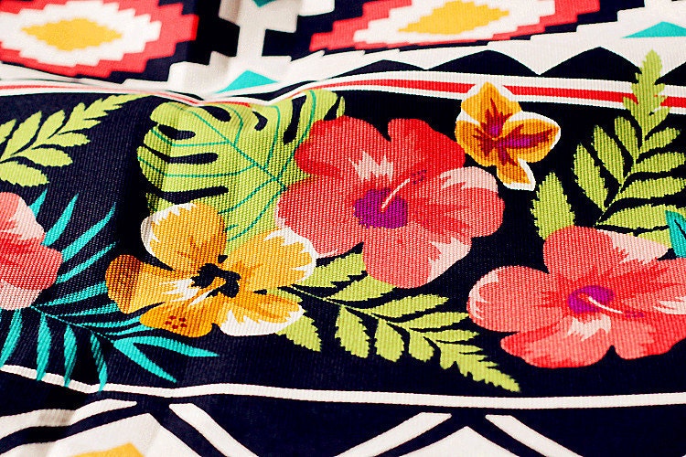 Bohemian Style Florals Cotton Fabric Colorful Flowers Shabby | Etsy