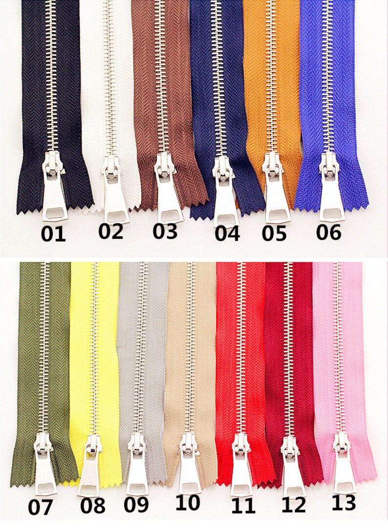 27 inches Colorful Zippers Metal Zippers Double Zipper Silver | Etsy