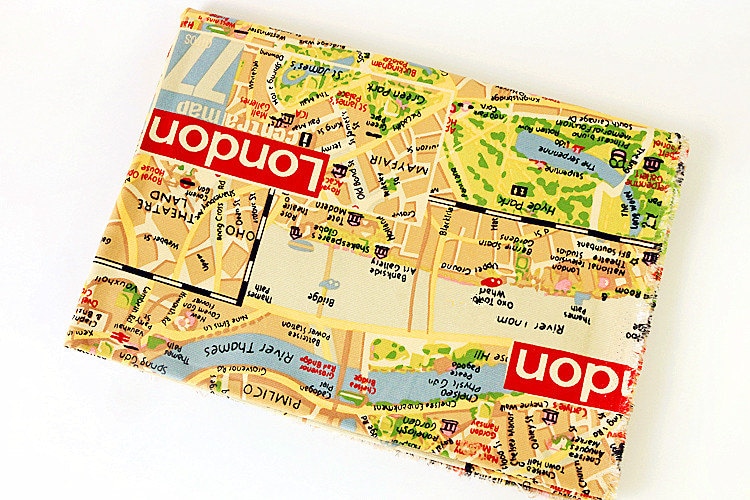 London Map Cotton Fabric Retro Style Canvas Cotton Fabric For | Etsy
