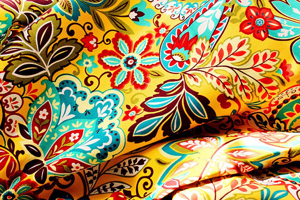 Bohemian BOHO Style Florals Cotton Fabric Colorful Flowers on | Etsy