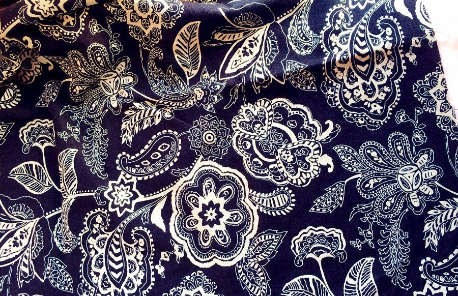 Navy Blue Cotton Linen Fabric Chinese Blue and White Porcelain | Etsy