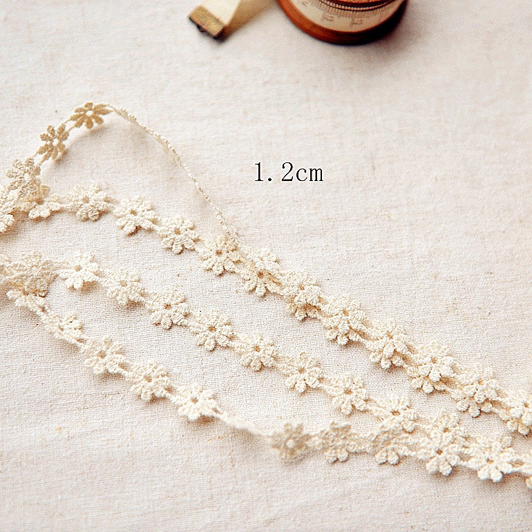 12mm Flower Lace Trim Daisy Floral Cotton Lace Trim Beige - Etsy