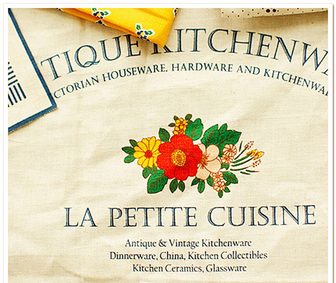 Kitchen Collection Linen Cotton Fabric Retro Kitchenware | Etsy
