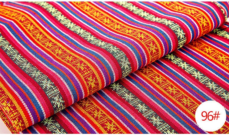 Colorful Stripe Cotton Fabric BOHO Style Striped Fabric for Bag Chair ...