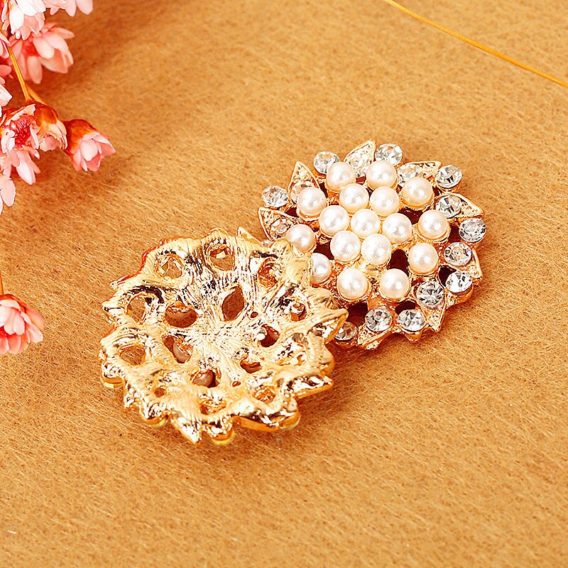 6pcs Rhinestone Pearl Buttons Brooch 32mm Crystal Flatback - Etsy
