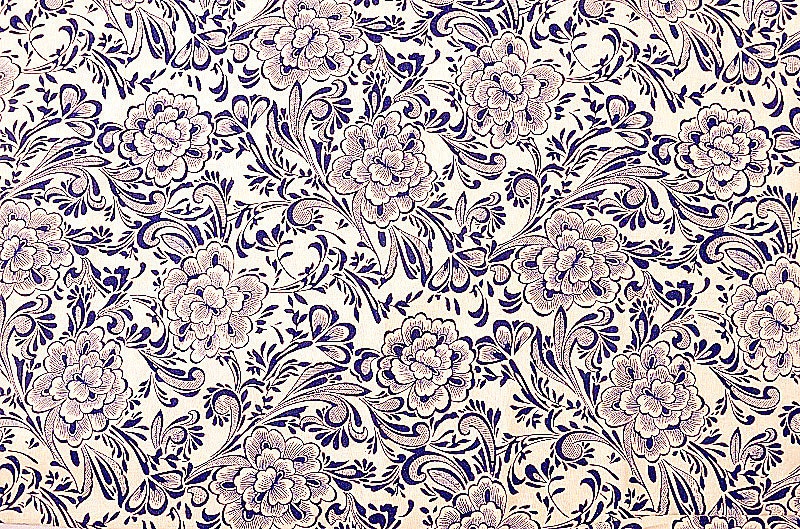 Blue Flower Cotton Linen Fabric Chinese Blue and White | Etsy