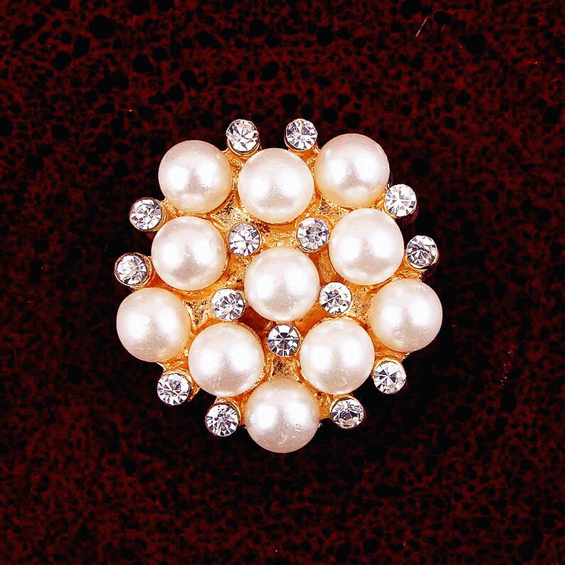 6pcs Crystal Brooch Pearl Button 22mm Rhinestone Buttons | Etsy
