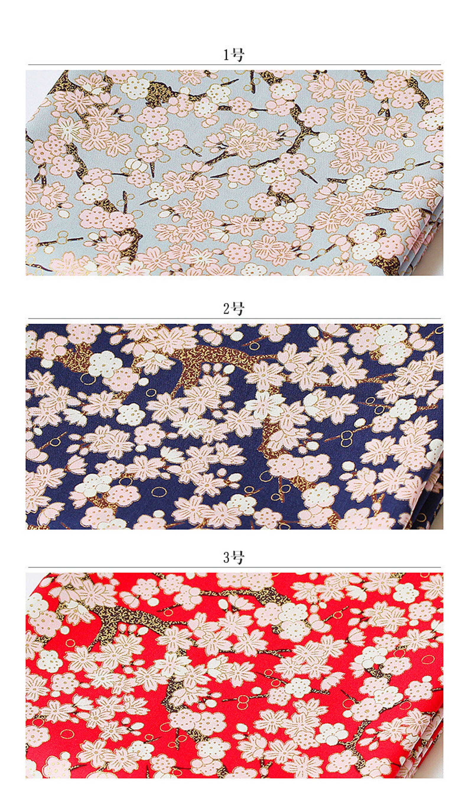 Sakura Flowers Cotton Fabric Japanese Kimono Fabricplum | Etsy