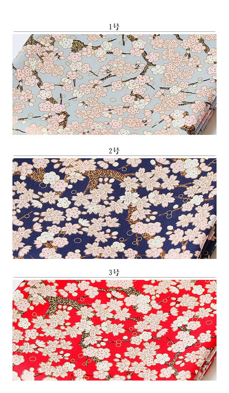 Sakura Flowers Cotton Fabric Japanese Kimono Fabricplum - Etsy