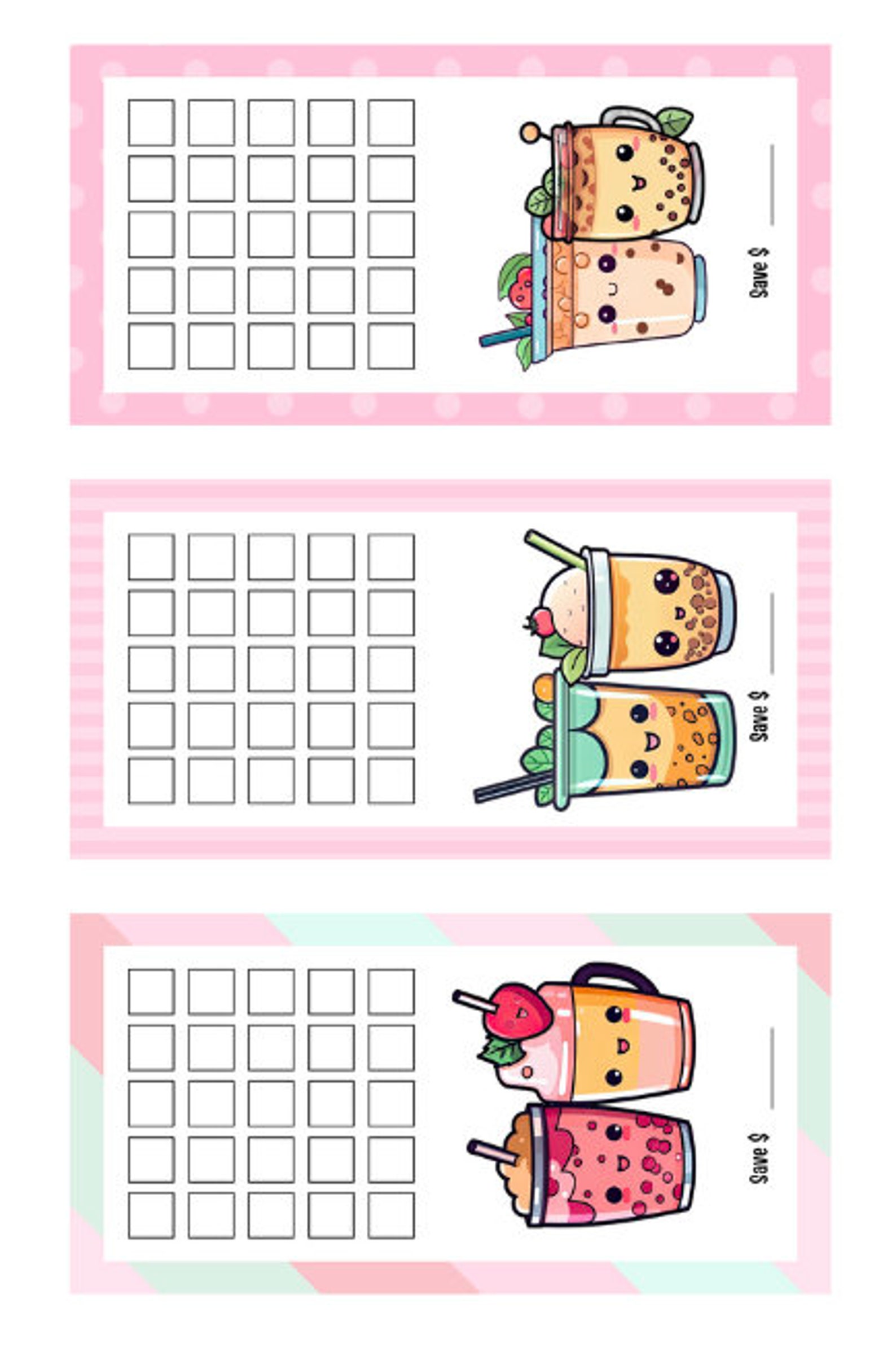 Cute Boba - Mini Savings Challenges - Digital - Etsy