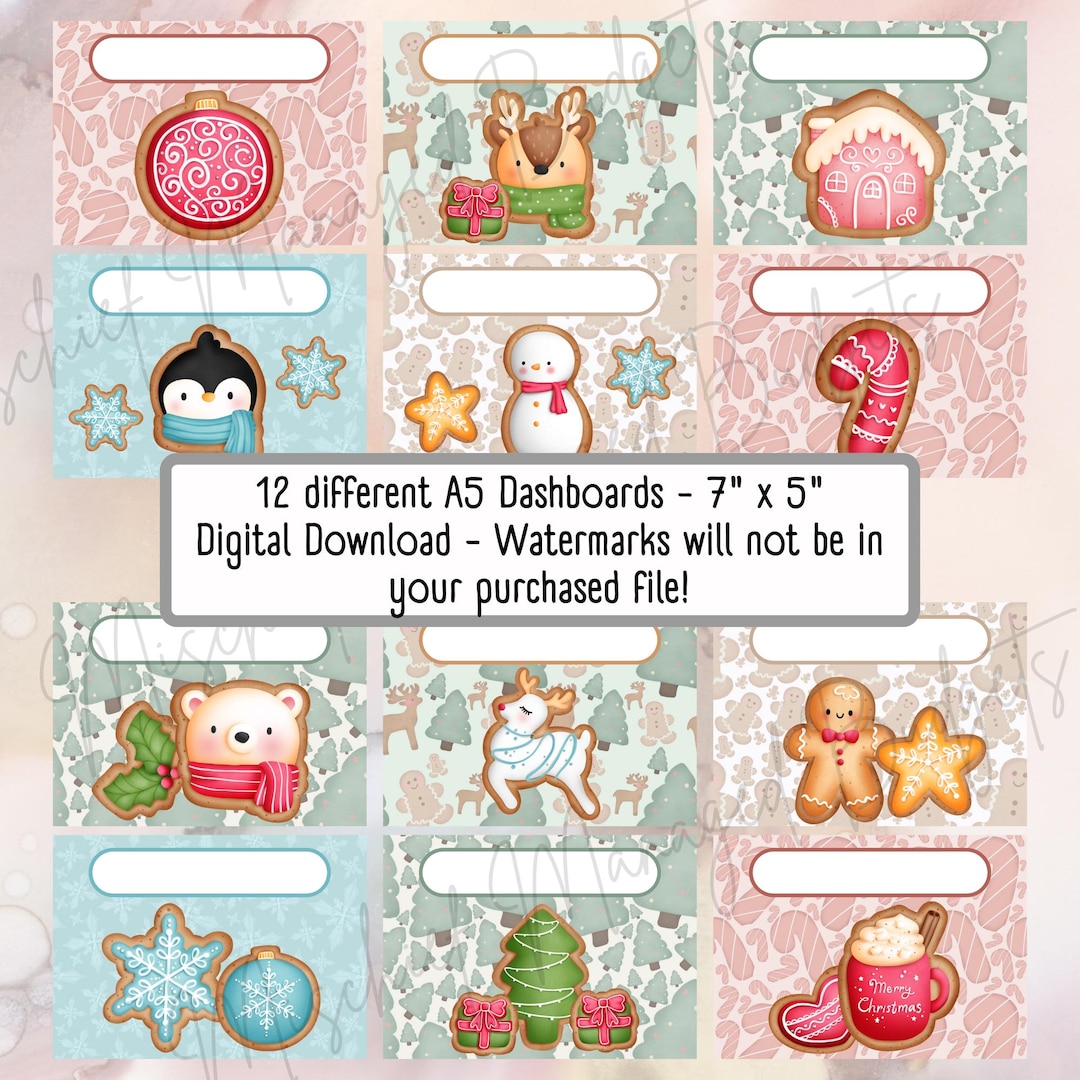 Christmas Cookies Dashboards - A5 & A6 Sized Envelope Dashboards ...