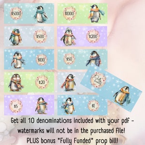 Penguins Prop Money - Cash Stuffing - Money Placeholders - 10 ...