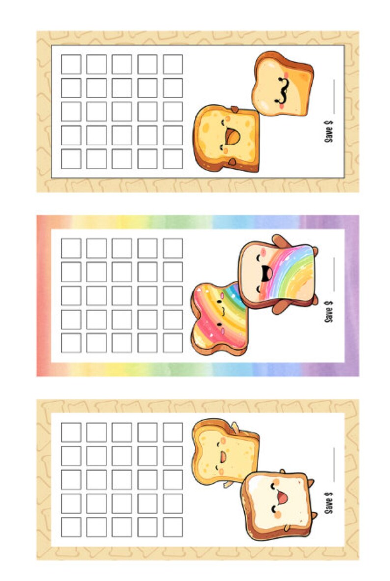 Cute Toast - Mini Savings Challenges - Digital - Etsy