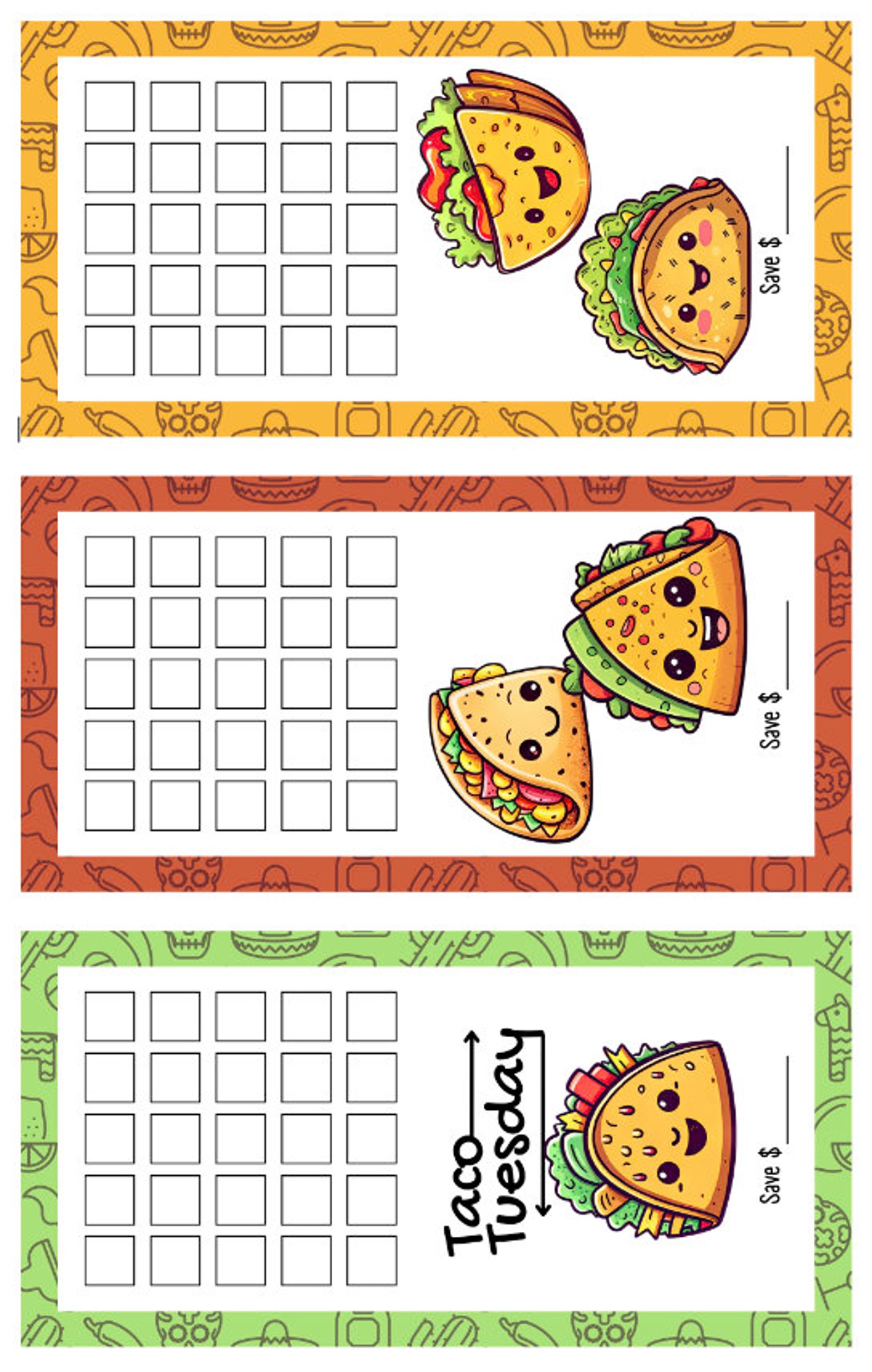 Taco Tuesday - Mini Savings Challenges - Digital - Etsy
