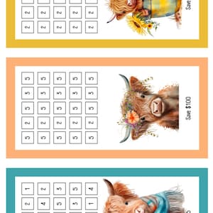 Highland Cow - Mini Savings Challenges - Digital - Etsy