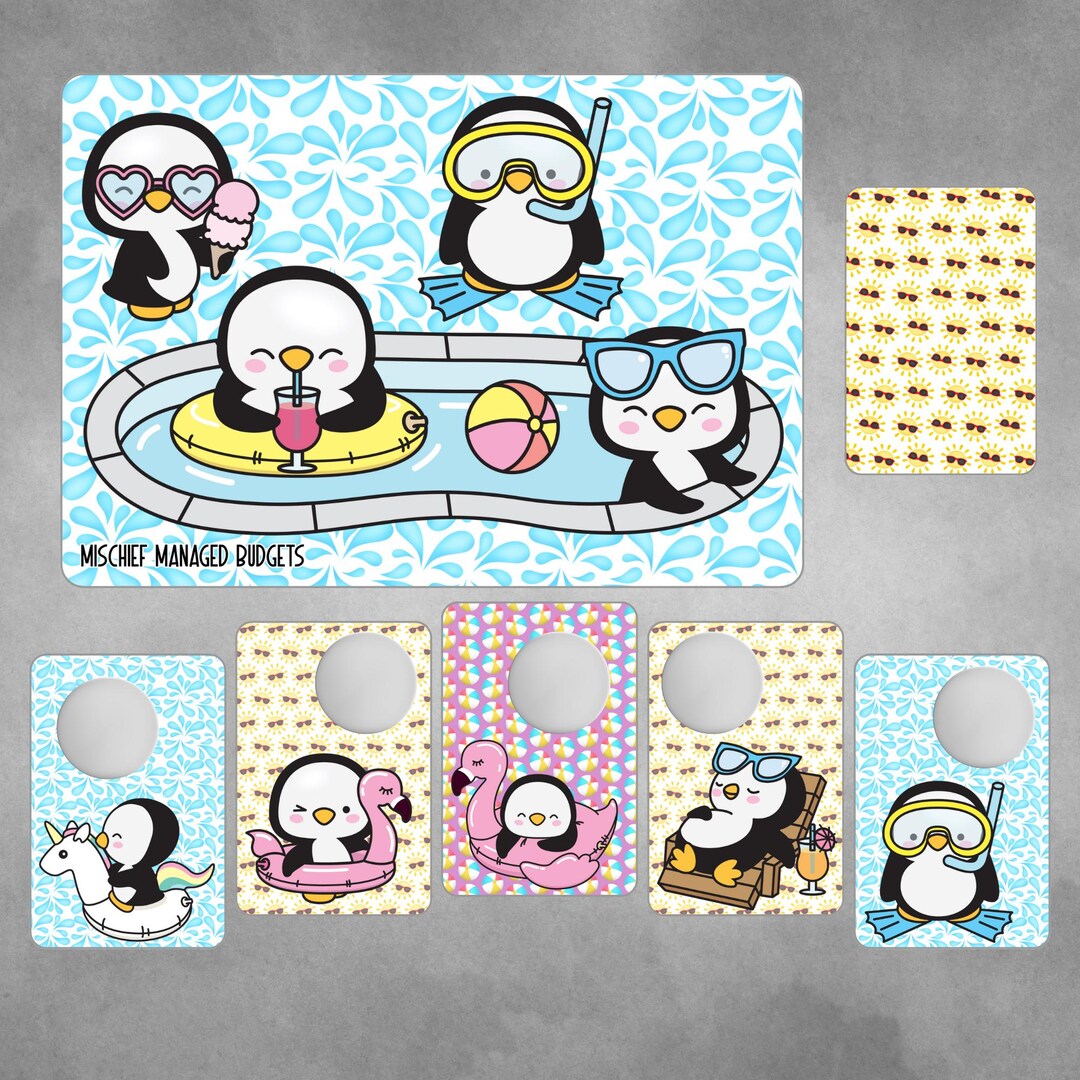 Pool Party Penguins Savings Challenge Scratch-off Cards - Save 120 - Etsy