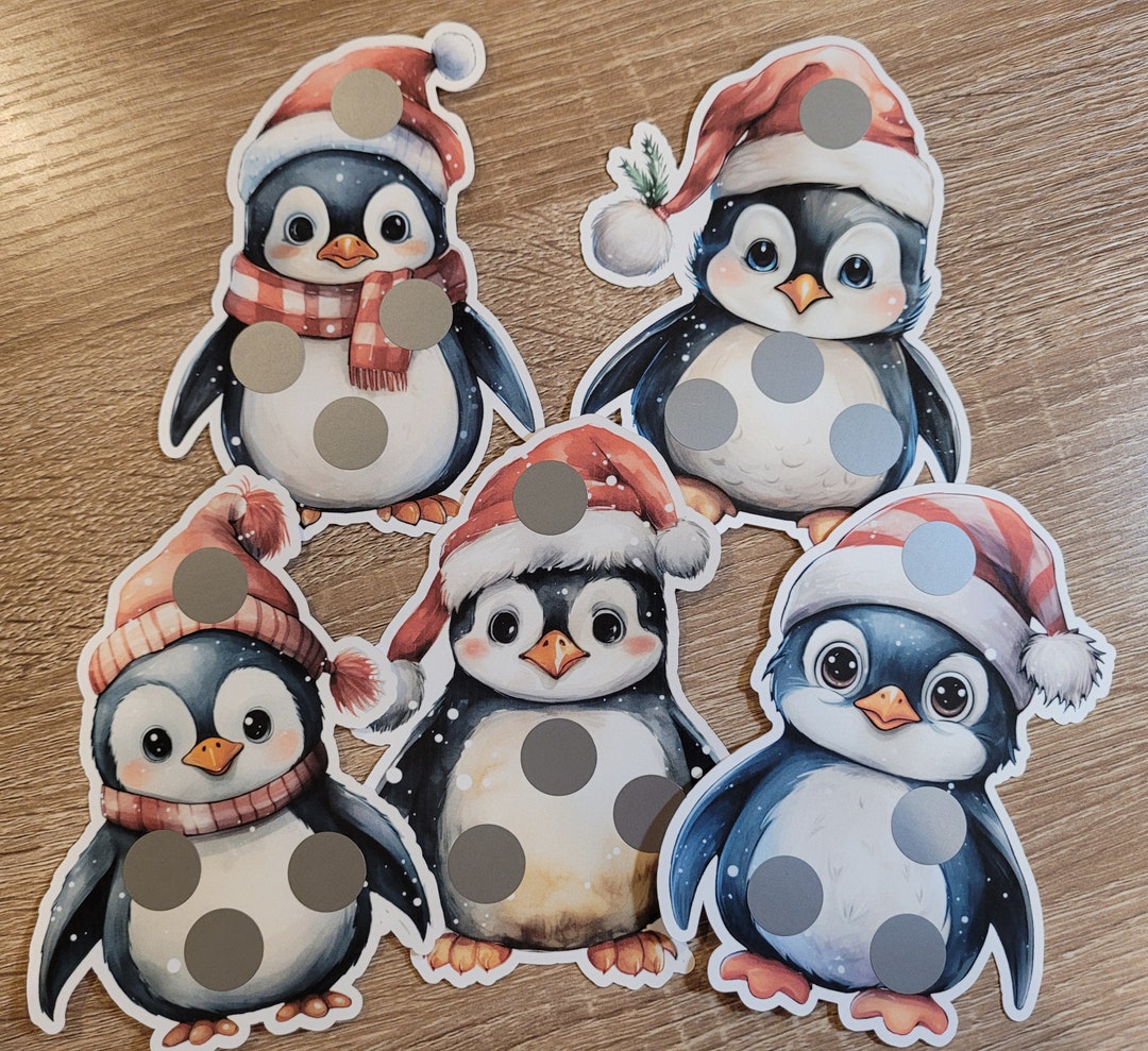 Christmas Penguins Cutouts - Set of 5 - Save 100 - Nonlaminated - Etsy