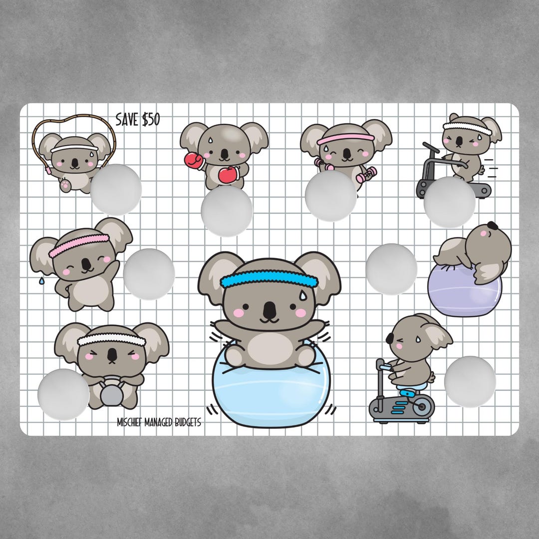 Koala Workout Savings Challenge - Save 50 - Etsy