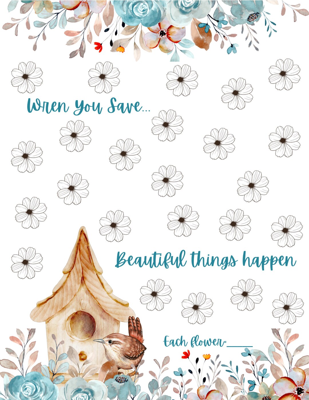 Wren Savings Challenge Birds Digital Download - Etsy