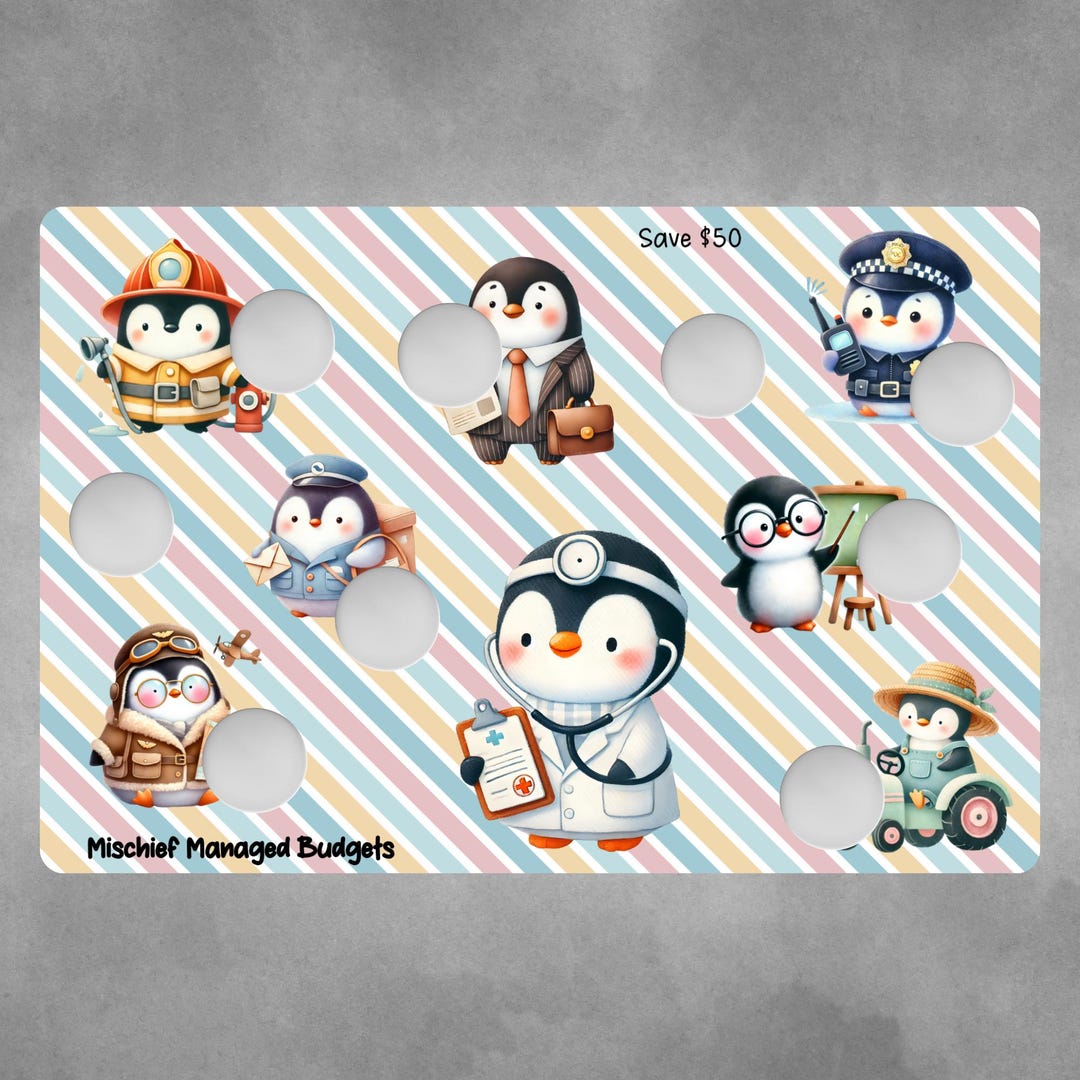 Penguin Professions Savings Challenge - Scratch-off - Save 50 - Etsy
