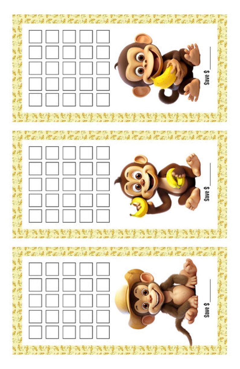 Monkey - Mini Savings Challenges - Digital - Etsy