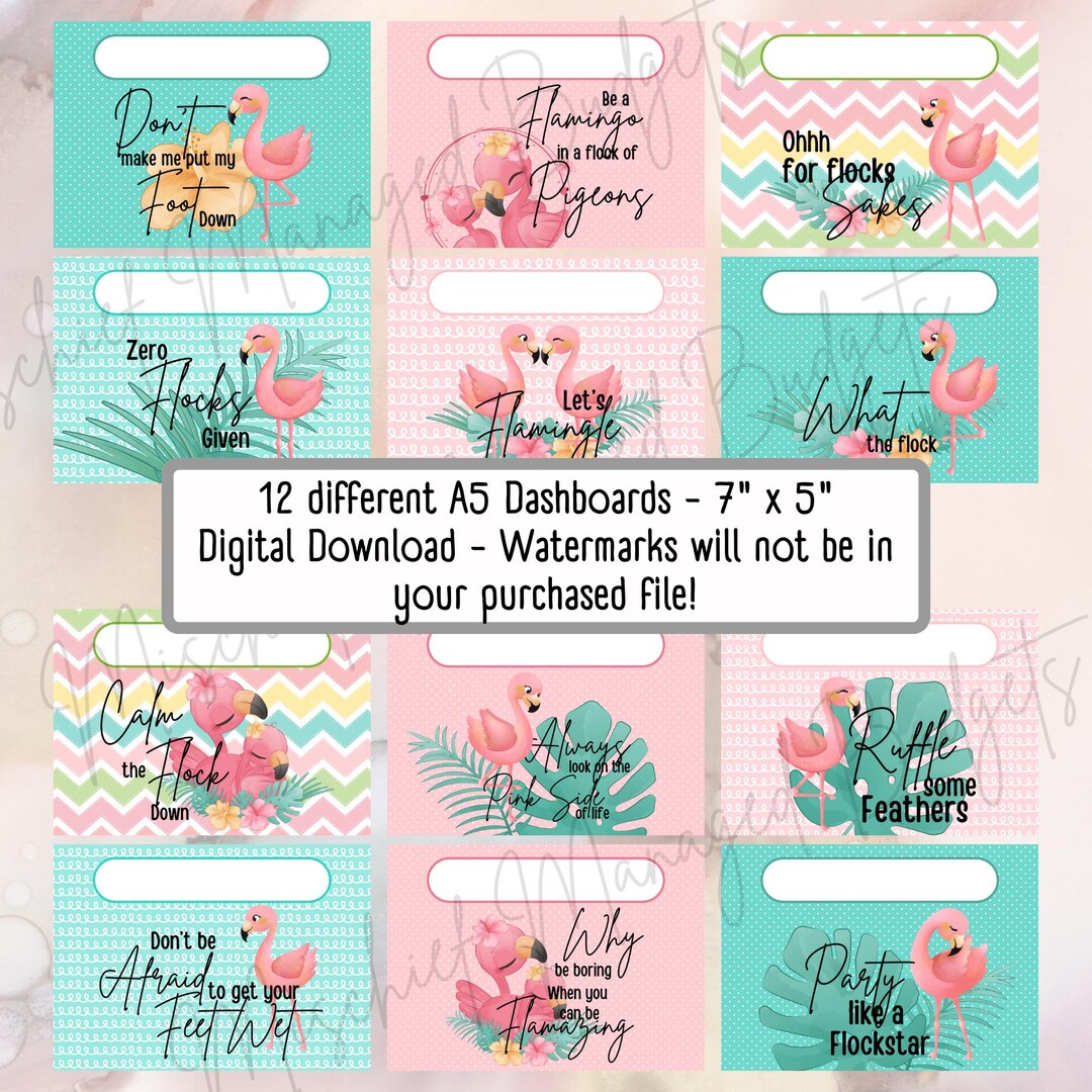 Flamingo Wisdom Dashboards - A5 Sized Envelope Dashboards - DIGITAL - Etsy