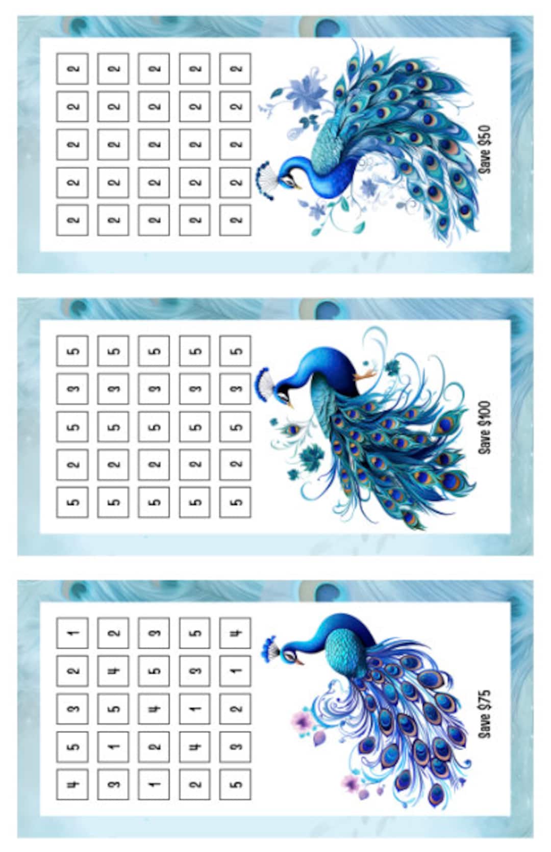 Peacock - Mini Savings Challenges - Digital - Etsy