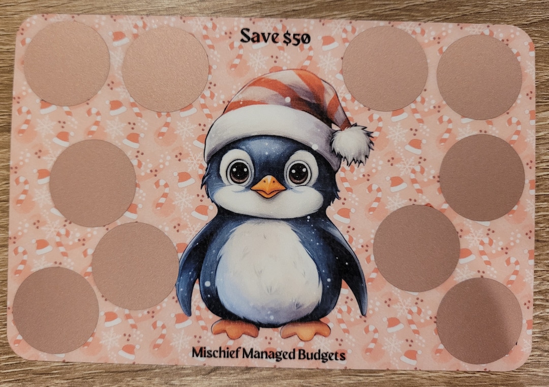 Christmas Penguins Saving Challenge - Scratch-off - Save 50 - Etsy