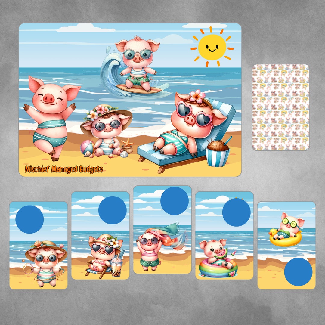 Summer Pigs Savings Challenge Scratch-off Cards - Save 120 - Etsy