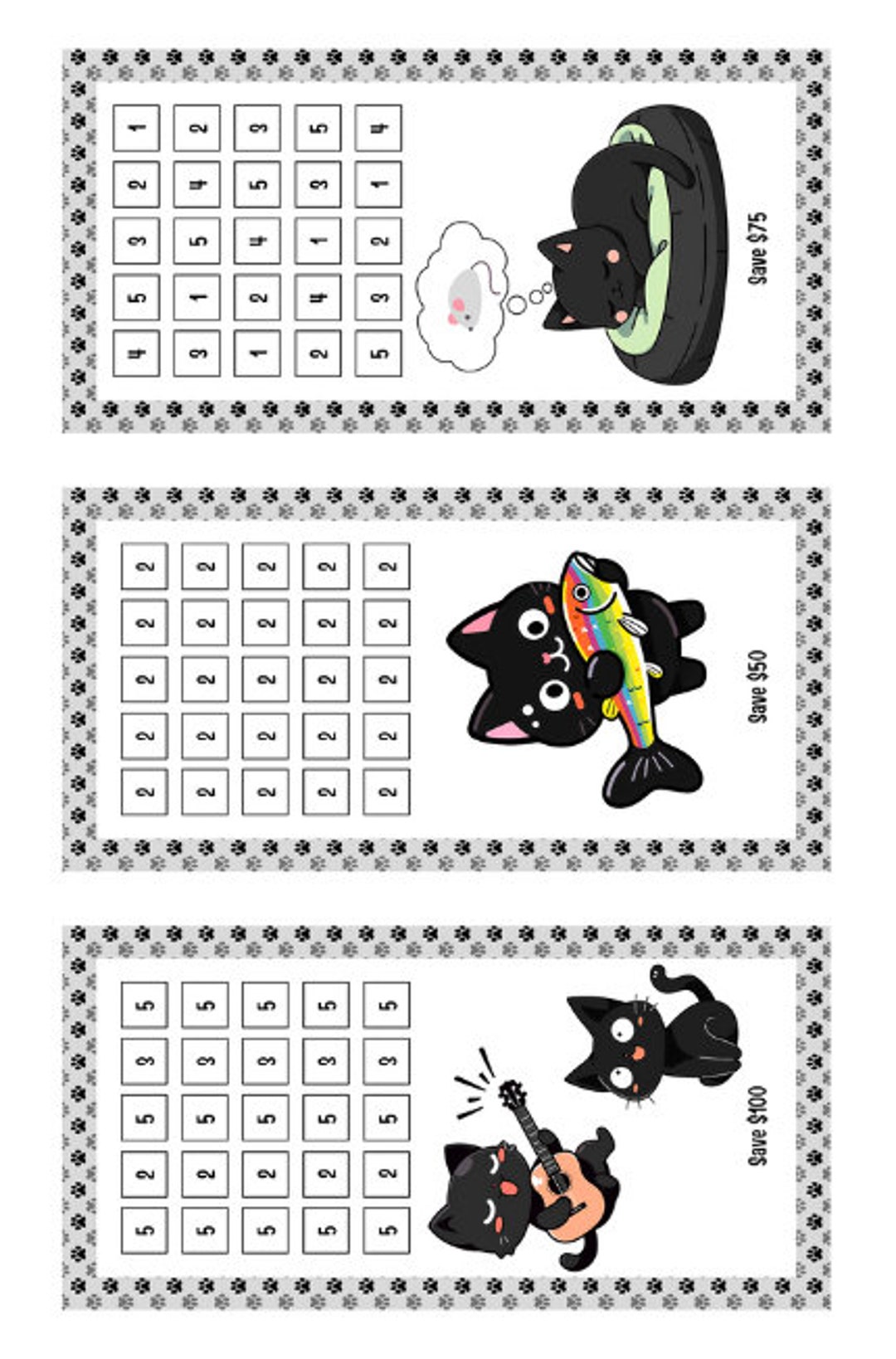 Black Cat - Mini Savings Challenges - Digital - Etsy