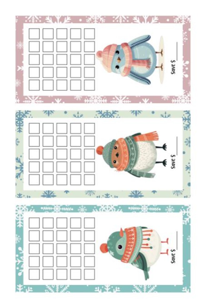 Winter Birds Mini Savings Challenges - Digital - Etsy