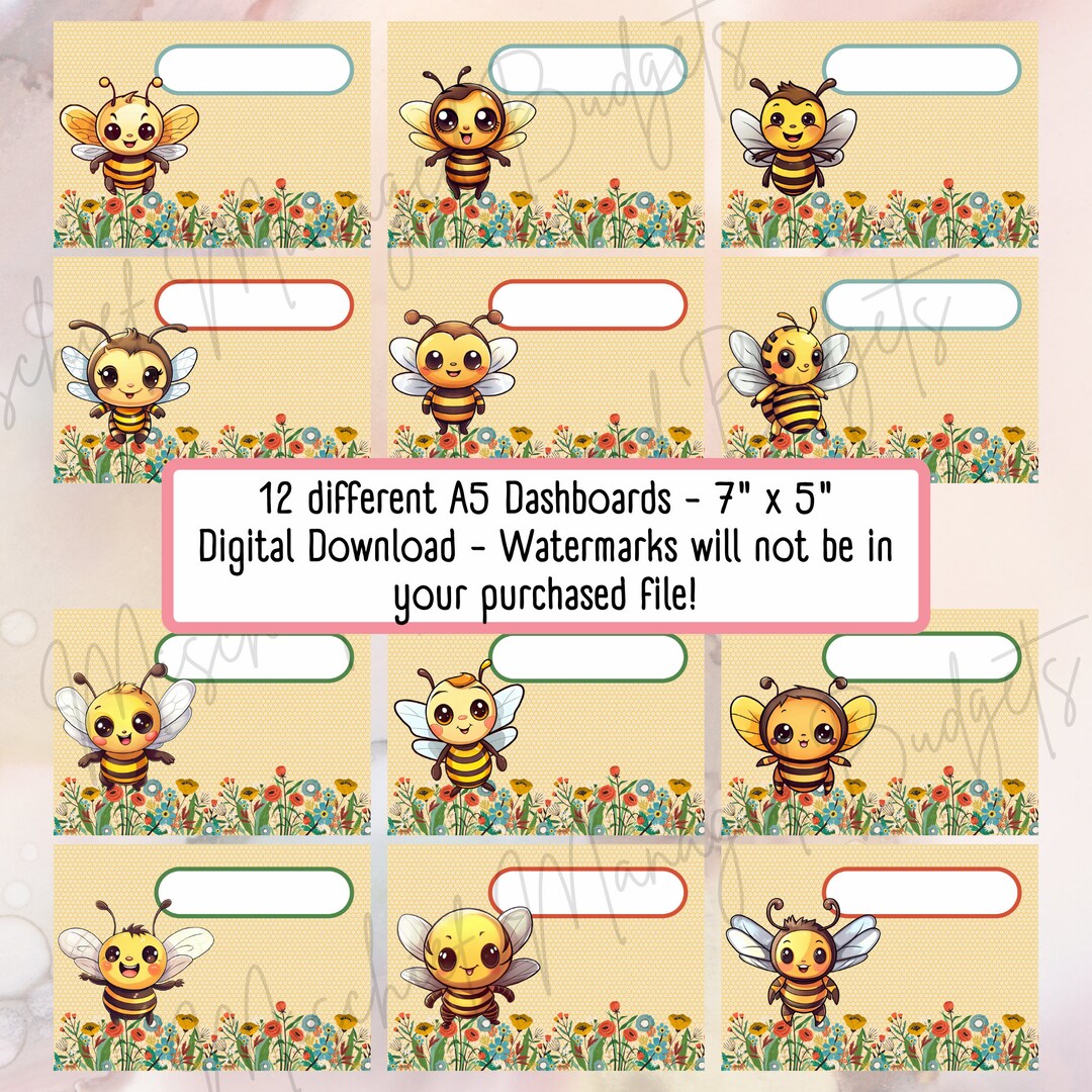 Cute Bee Dashboards - A5 Sized Envelope Dashboards - DIGITAL - Etsy