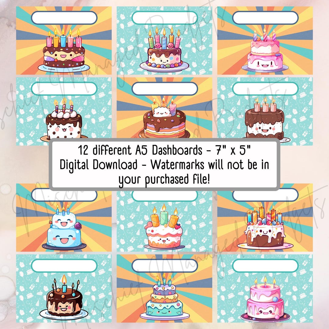 Birthday Dashboards - A5 & A6 Sized Envelope Dashboards - DIGITAL - Etsy