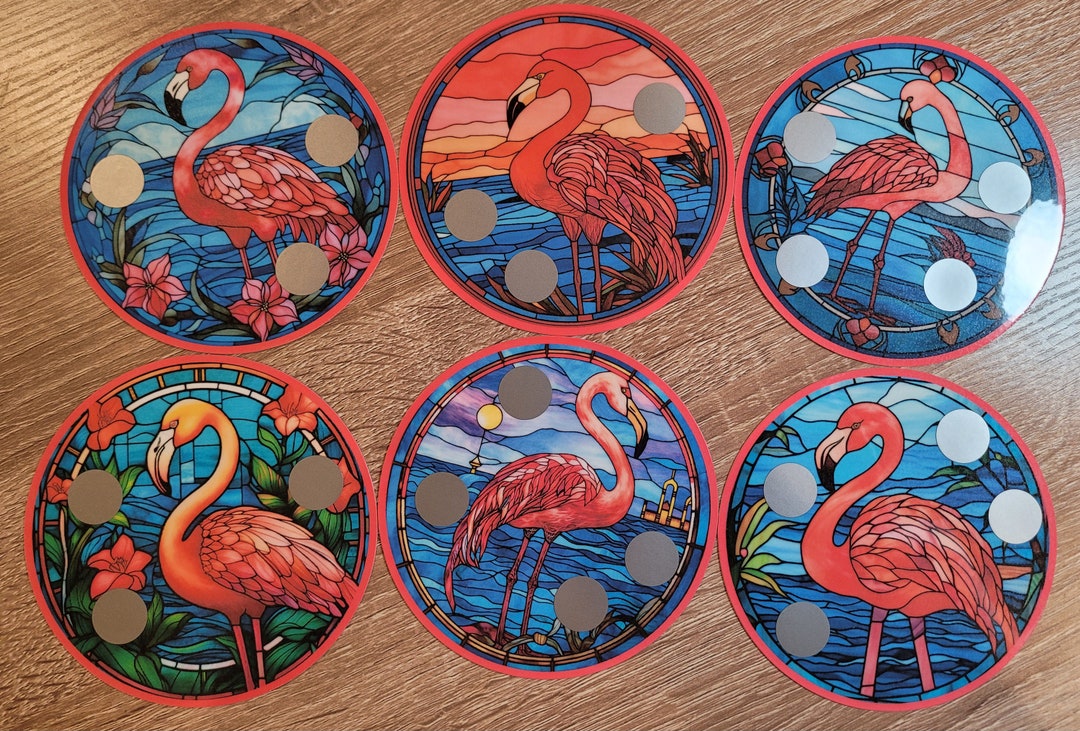 Flamingo Stained Glass Laminated Set of 6 Save 100 - Etsy
