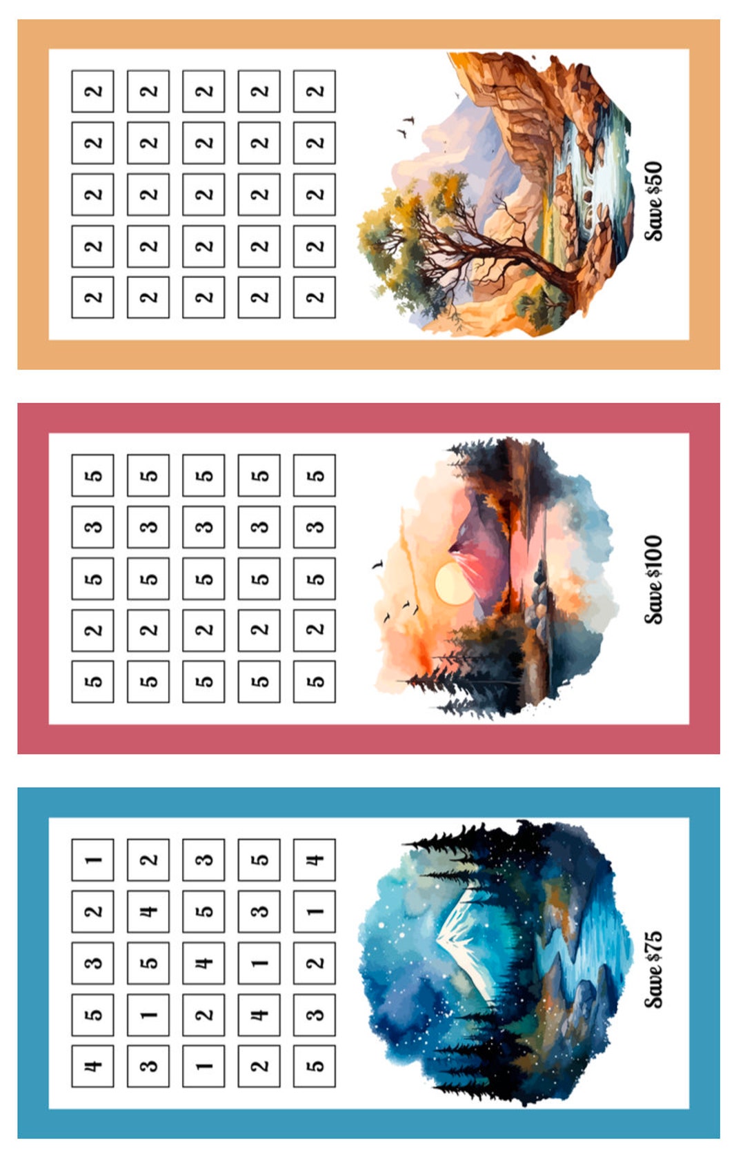 Mountain Rivers - Mini Savings Challenges - Digital - Etsy